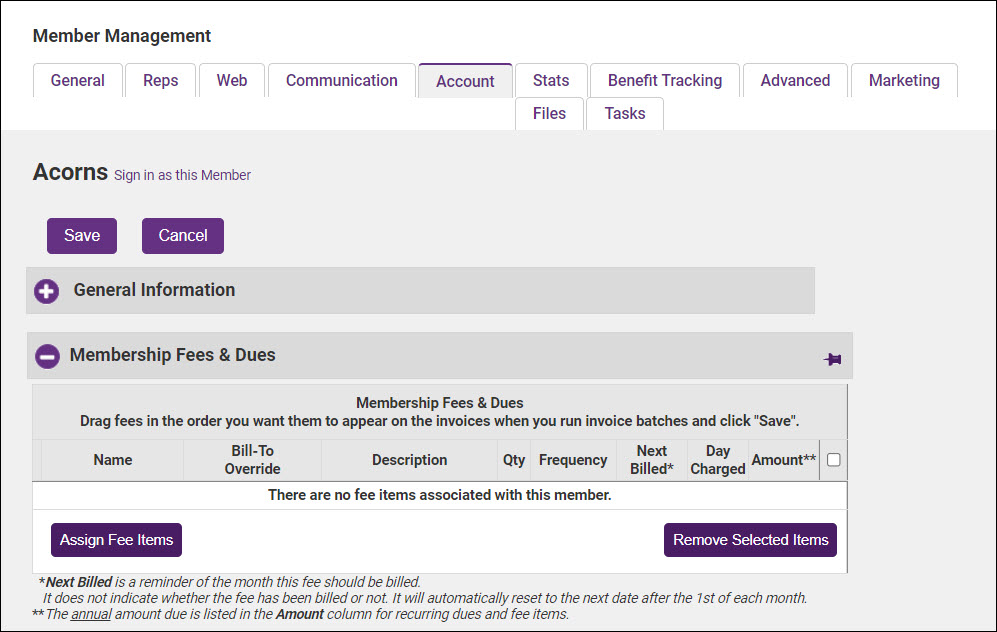 Assign Recurring Membership Fees to a Member - ChamberMaster