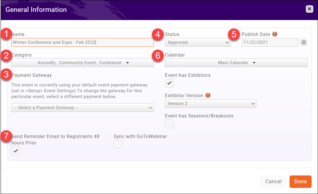 Event Details (the Overview tab) - GrowthZone