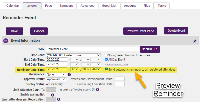 Send Event Reminders - ChamberMaster