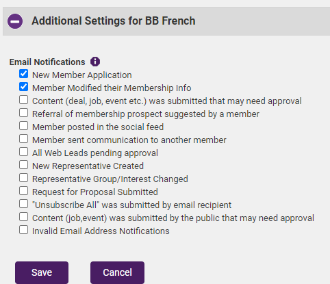 Set Email Notifications - ChamberMaster