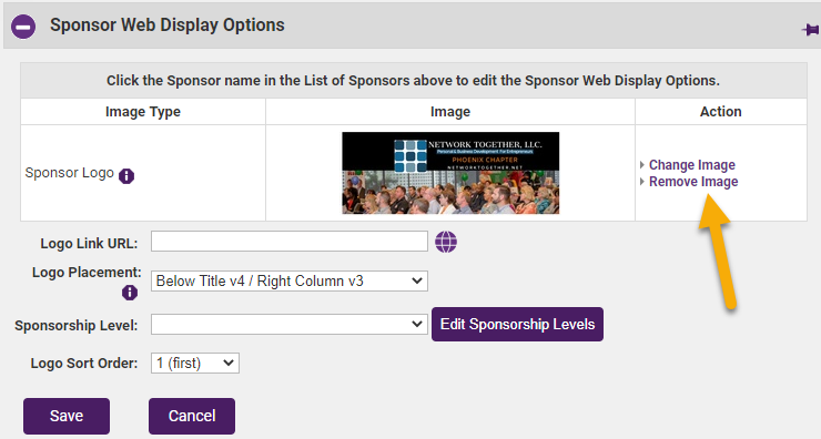 Event Sponsor Web Display Options - ChamberMaster