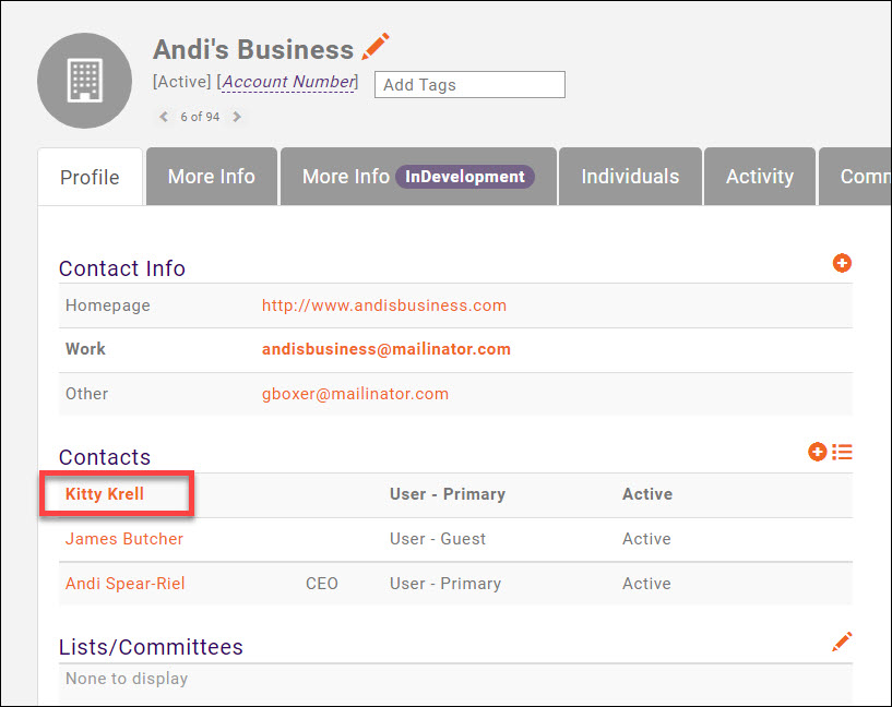 Set an Individual as Primary Contact for an Organization or Business ...