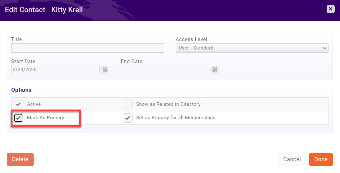 Set an Individual as Primary Contact for an Organization or Business ...