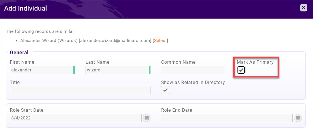 Set an Individual as Primary Contact for an Organization or Business ...