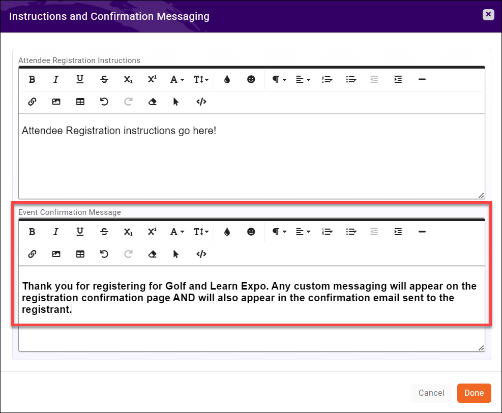 Instructions and Confirmation Messaging - GrowthZone