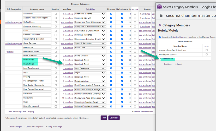 Merge and Remove Categories - ChamberMaster