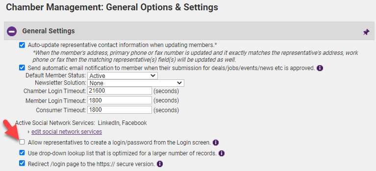 Reps Without Logins - ChamberMaster