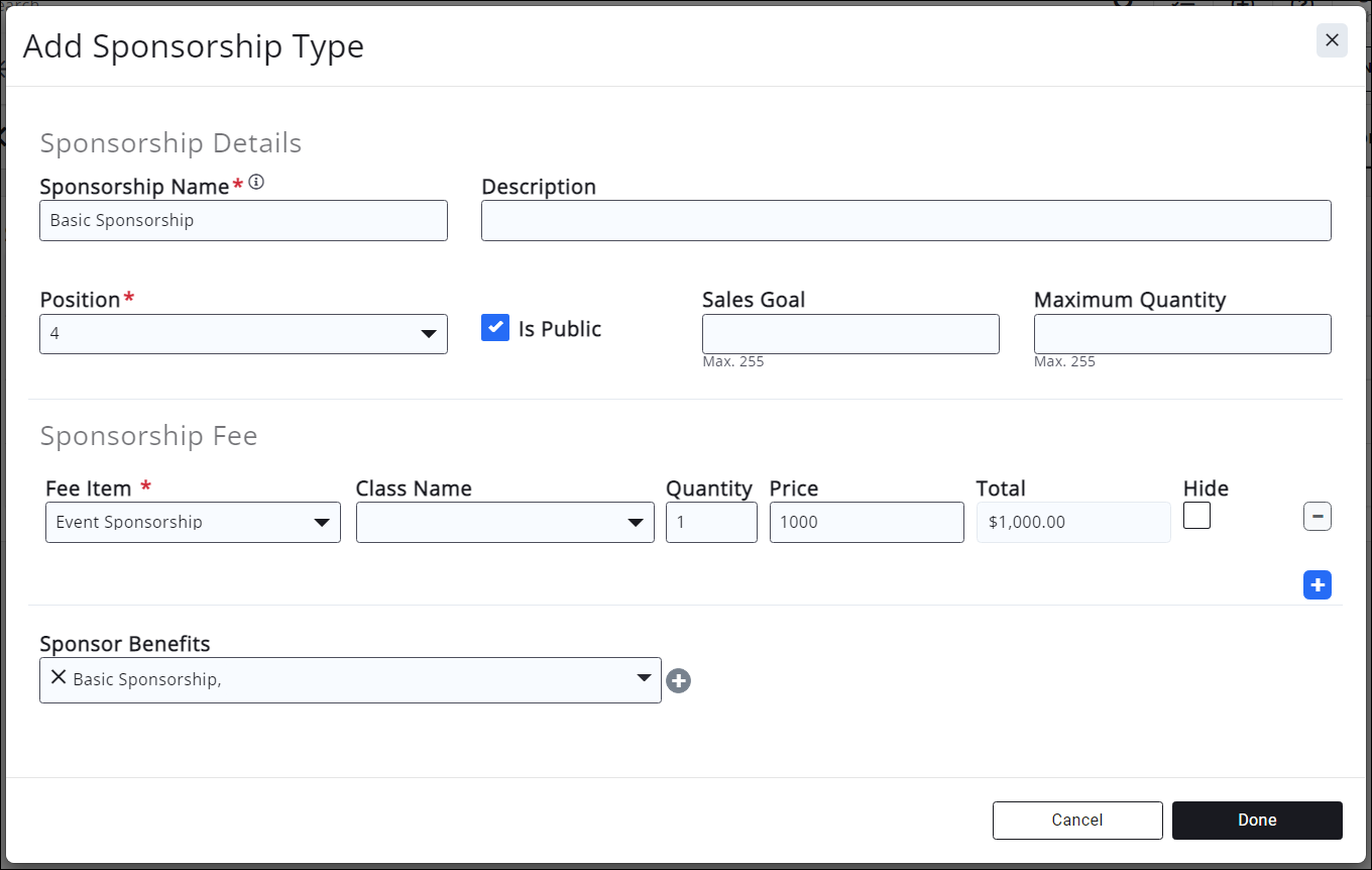 Set Up Sponsor Registration Type - GrowthZone