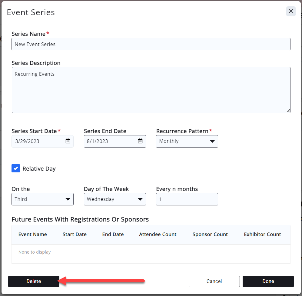 Delete A Recurring Event Schedule GrowthZone