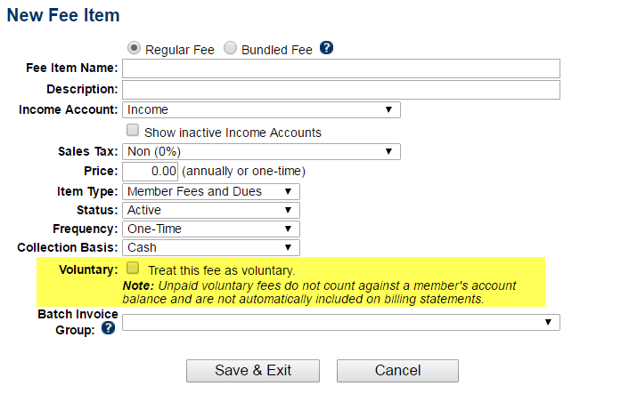 Voluntary Fees - ChamberMaster