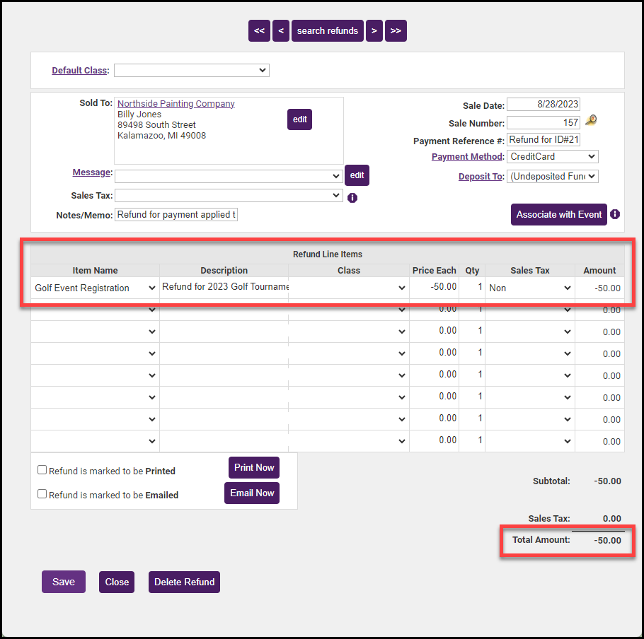 Create Refund for an Authorize.Net DPM Payment Made toward an Invoice - ChamberMaster