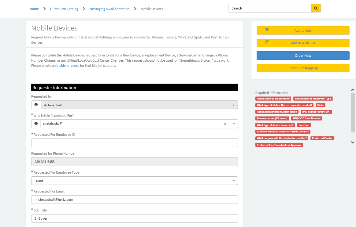 Mobile Device Request Company Owned - HappyFox
