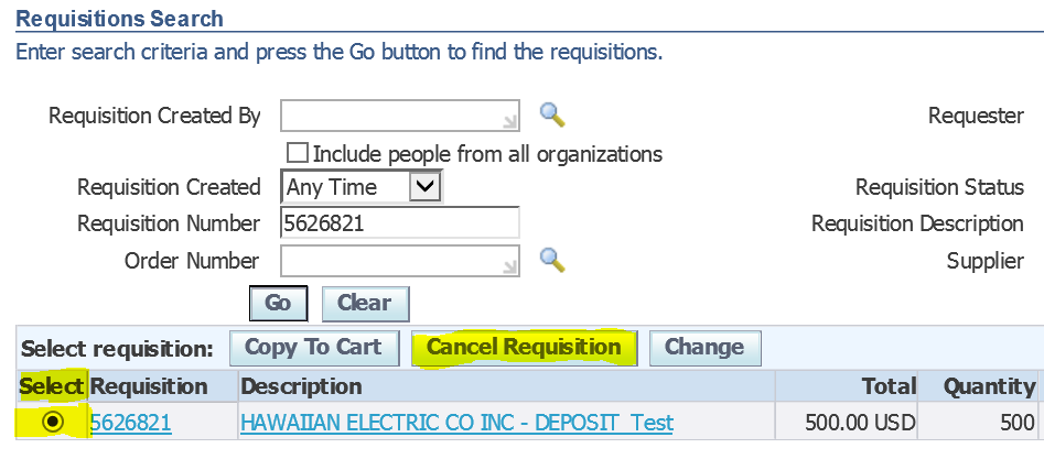 Cancel an Approved Requisition in Oracle - HappyFox