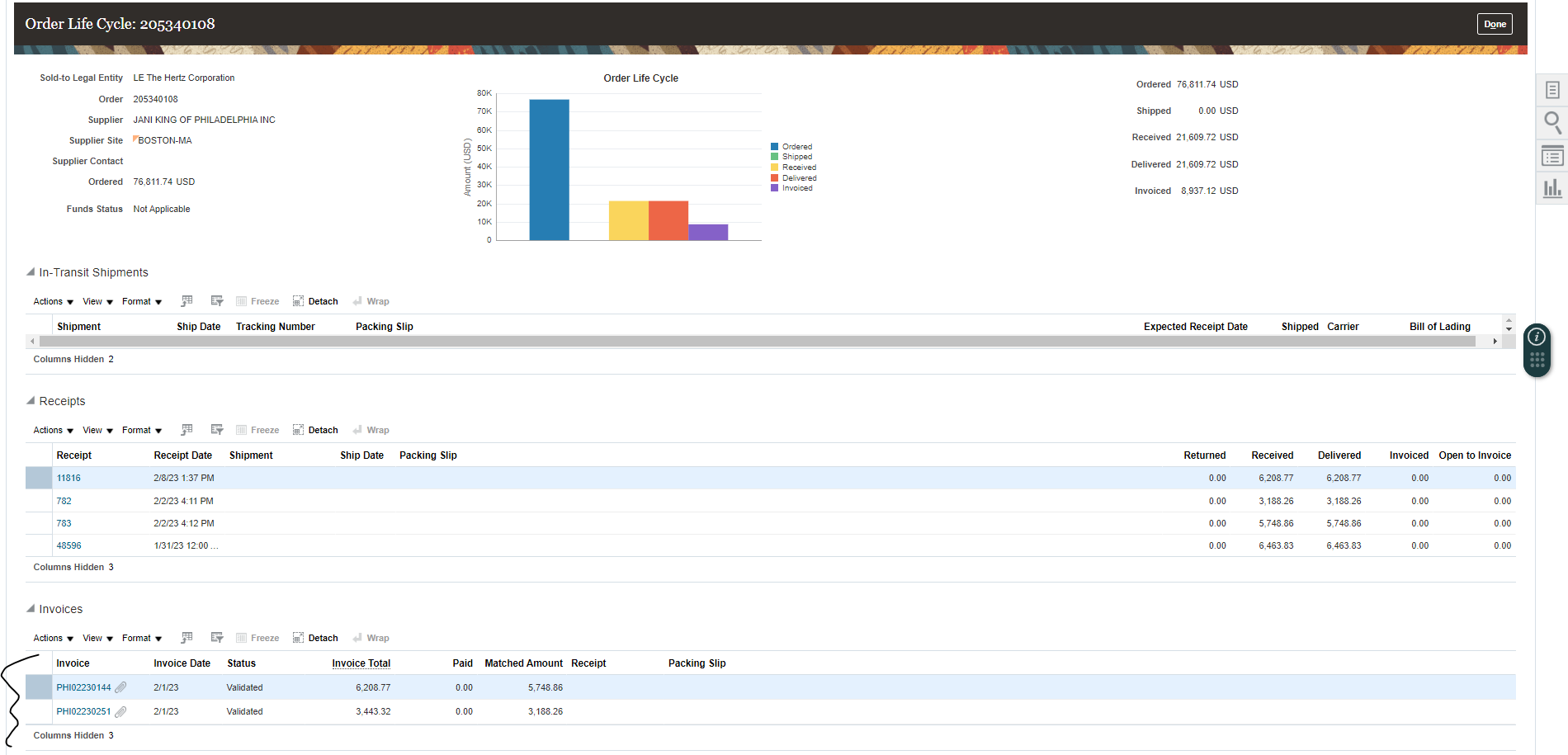 View Receipts and Invoices Applied to PO - HappyFox