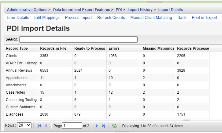 PDI Import History - jProg Support