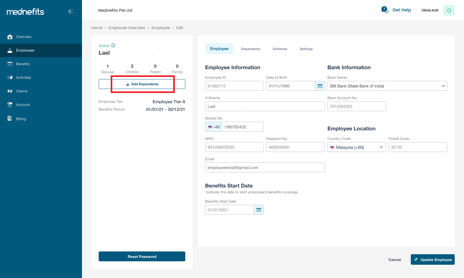 How do I add / remove a dependent? - Mednefits Helpdesk