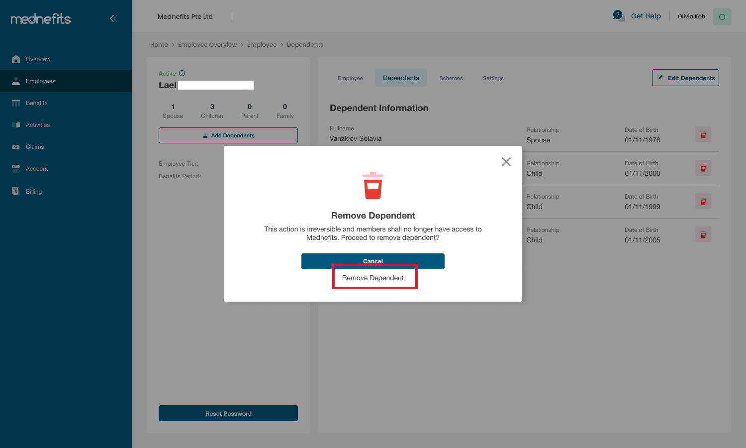 How do I add/remove a dependent? - Mednefits Helpdesk
