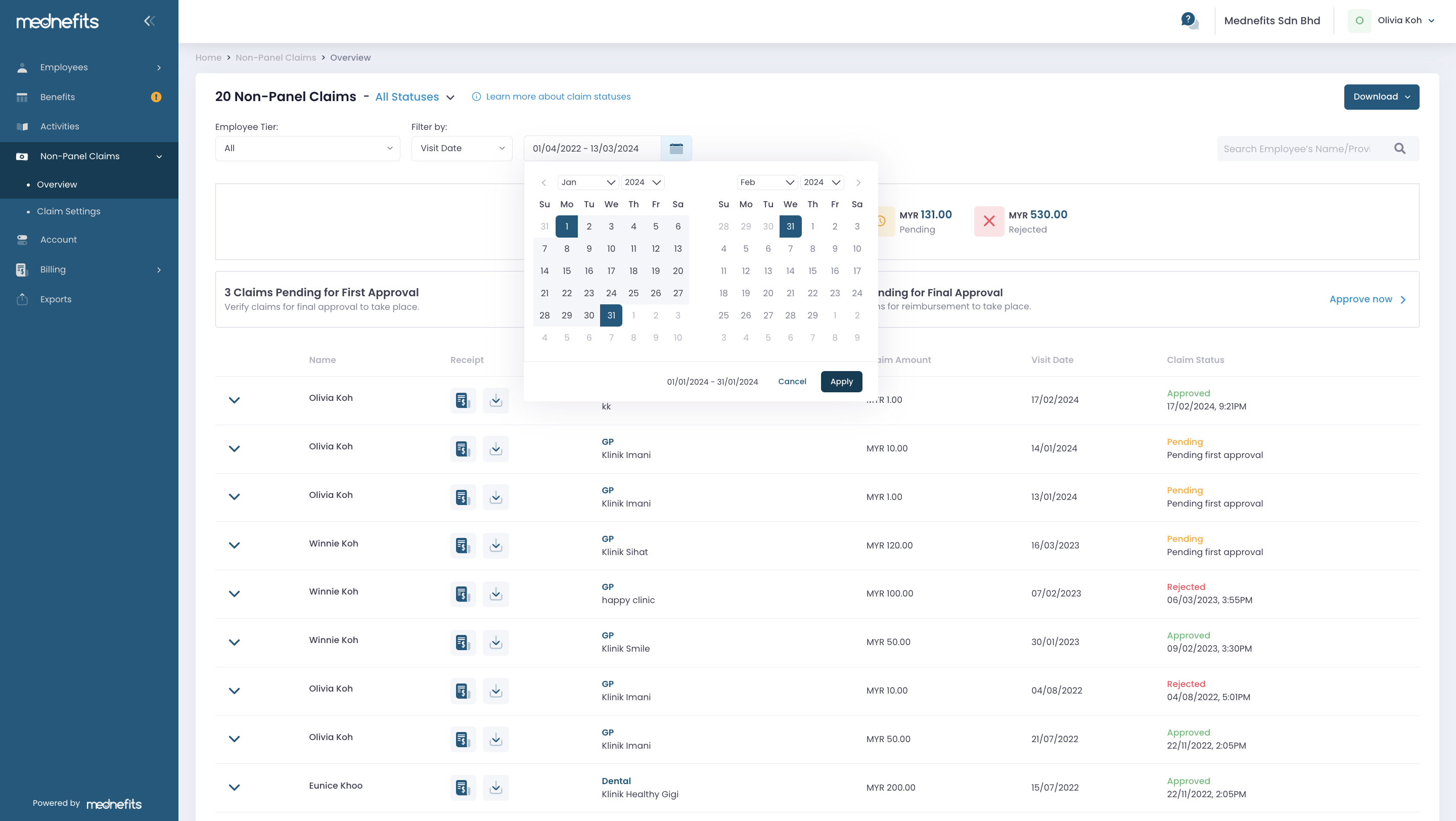 How do I download the non-panel claims? - Mednefits Helpdesk