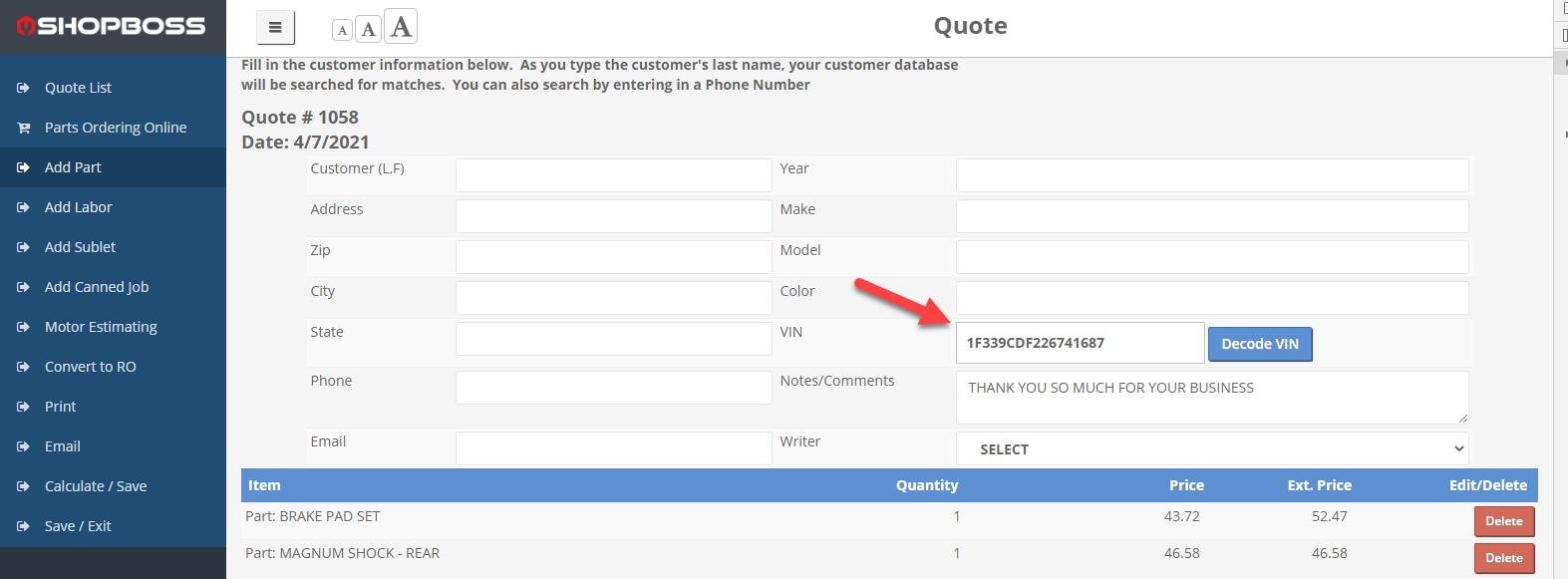 Creating a Quote - Support Center
