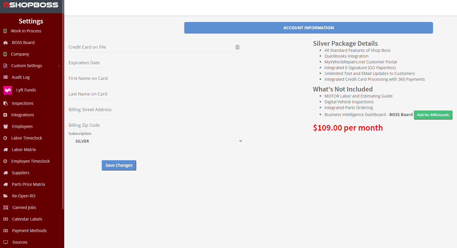 Updating Account Information - Shop Boss Support