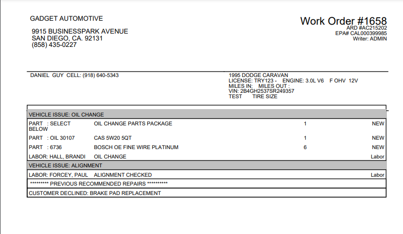 Tech Work Order - Support Center