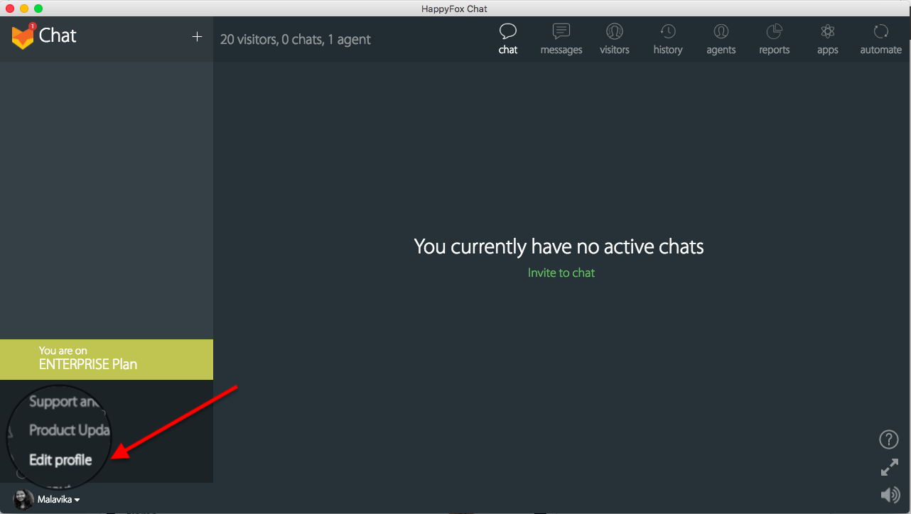 Editing Admin / Agent profile - HappyFox Chat