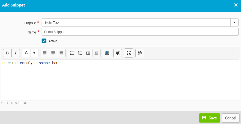 Creating Text Snippets - Ventures
