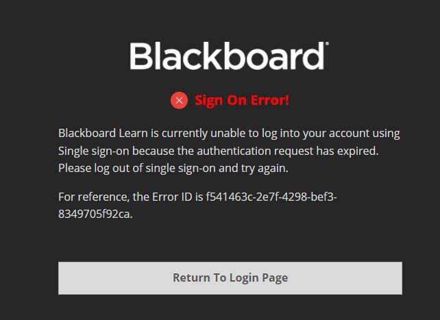 Blackboard Sign-on Error Message - MyHelp